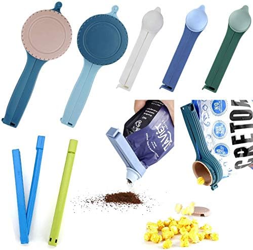 Bag Spout Clip with Pour for Foods 5 PC with 2 Free Snack Sealing Clip ...