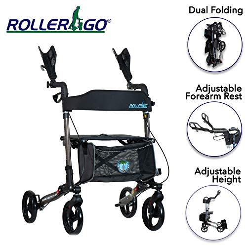 New Roller-GO Double Foldable Adult Mobility Rollator Upright Walker ...