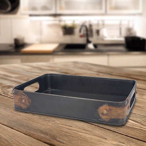 Stonebriar Rectangle Slate Metal Serving Tray with Rust Trim & Cutout ...