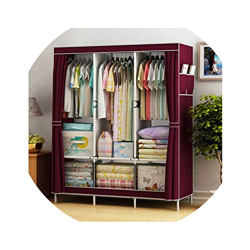 Simple Cloth Wardrobe Fabric Steel Tube Assembly Closet Bedroom Clothes ...
