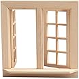 Amazon.com: Wooden Window for Dollhouse, Miniature Window Frame Mini ...