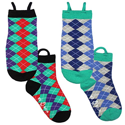 Ez Sox Kids Toddler Socks Seamless Toe No Slip Grips Pull Up Loops ...