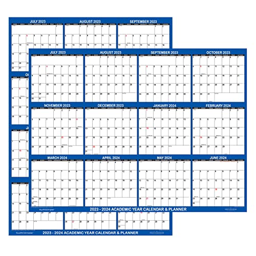 24x36 SwiftGlimpse 2023-2024 Academic Wall Calendar Dry Erase Erasable ...