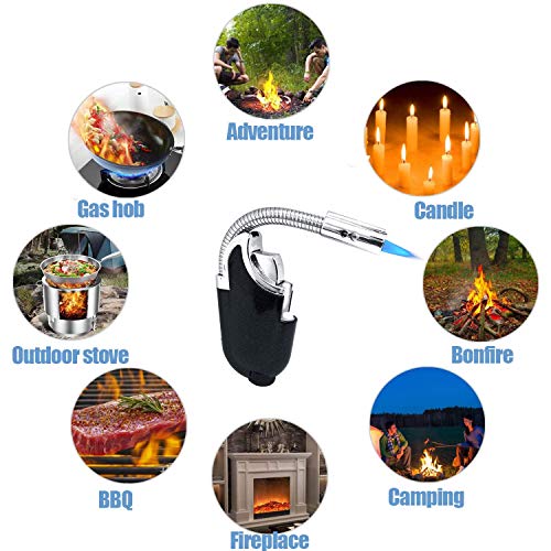Yeuligo 2 Pack Butane Lighter, Mini Torch Lighter with Key Ring, Adjustable Jet Flame Windproof ...
