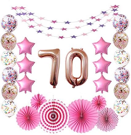 70 Rose Gold Number Foil Balloons for 70th Birthday Party Sign Supplies ...