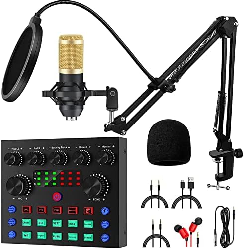 Audio Interface Audio Mixer, V8S Live Sound Card for Streaming, EqiEch ALL-IN-ONE Production ...