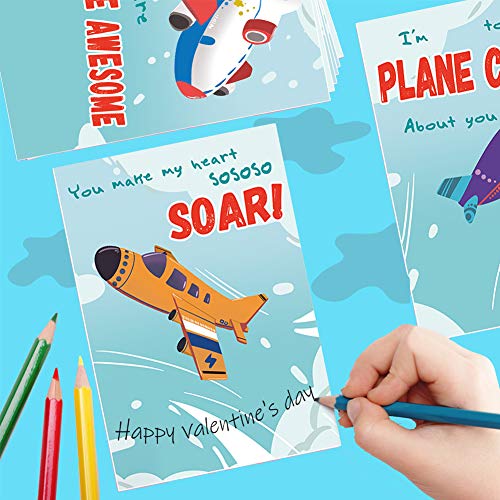 Officygnet Valentines Day Cards for Kids, 28 Pack Foam Airplanes with ...