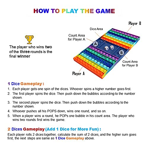 Bethtigo Pop it Game Pop it Game Board Big Pop Rainbow Chess Board Push ...
