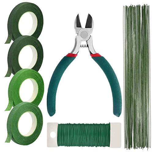 Paxcoo Floral Tape And Floral Wire Arrangement Tools Kit With Wire Cutter 26 Gauge Stem Wire And paxcoo-floral-tape-and-floral-wire-arrangement-tools-kit-with-wire-cutter-26-gauge-stem-wire-and
