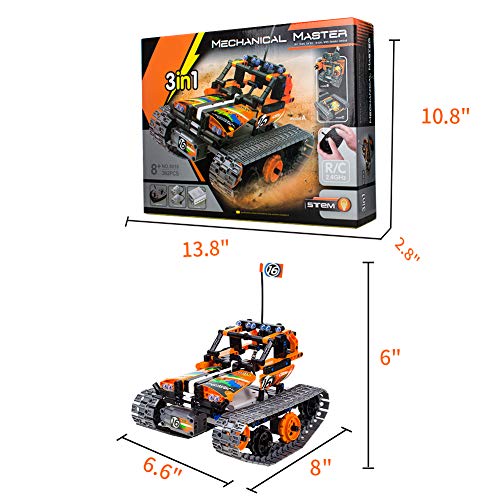 3-in-1 STEM Remote Control Building Kits-Tracked Car/Robot/Tank, 2.4Ghz ...