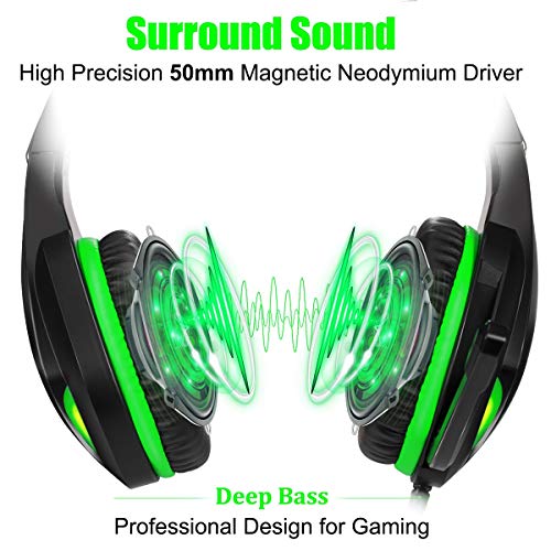 Stynice Gaming Headset with Microphone - Over Ear Green Gaming ...