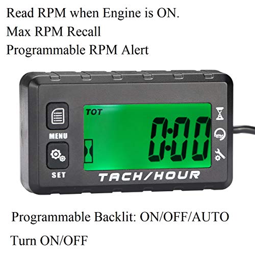 Digital Backlit Tach Maintenance Hour Meter Tachometer for Motorcycle ...