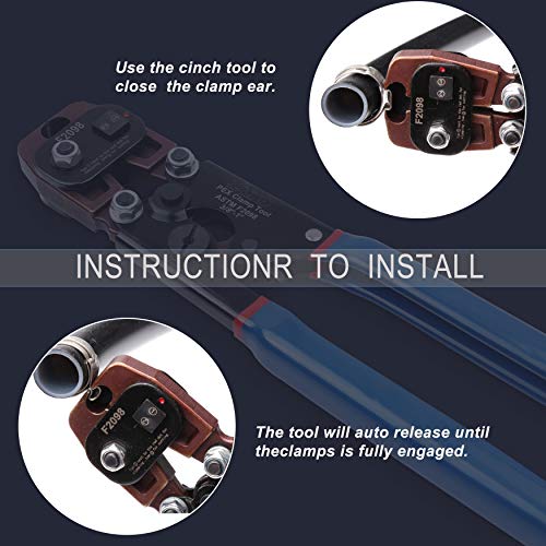 Zhushan Pex Clamp Cinch Tool Set, Ratchet PEX Cinch Tool from 3/8-inch ...