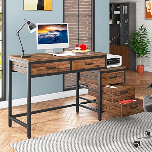 Tribesigns Computer Desk with 5 Drawers, Home Office Desks with ...