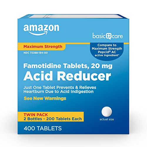 Amazon Basic Care Maximum Strength Famotidine Tablets 20 mg, Acid ...