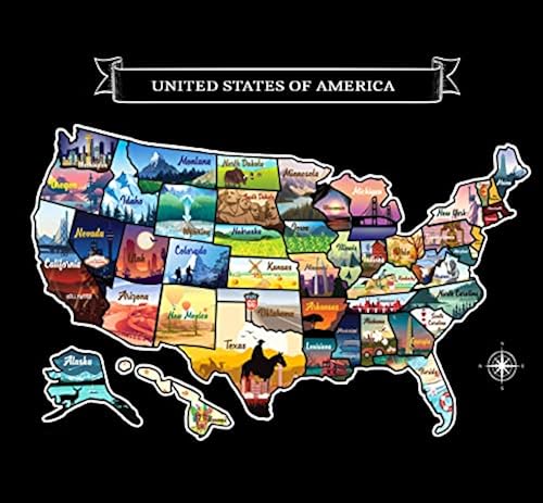 Large Scratch Off Map Of United States 23x16 inch - Hand Drawn Travel ...