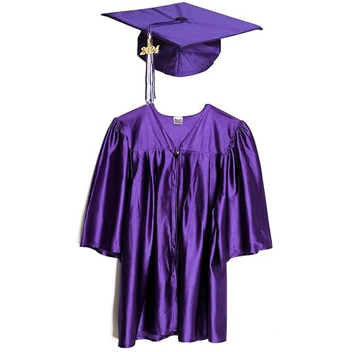 Happy Graduates Small Purple Shiny Child Graduation Cap, Gown, Tassel ...