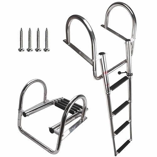 Pontoon Boat Ladder, Stainless Steel Folding Telescoping Rear Entry ...