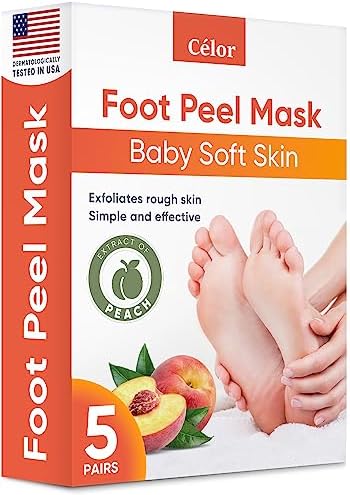 Foot Peel Mask Peach (5 Pairs) - Foot Mask for Dry Cracked Feet and ...
