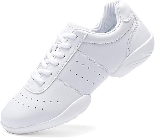 Amazon.com | DADAWEN Adult & Youth White Cheerleading Shoes Sport Training Tennis Sneakers ...