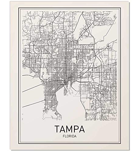 Tampa Poster Map Of Tampa Map City Map Posters Modern | Desertcart ...