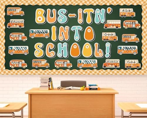 gisgfim Back to School Bulletin Board Decoration Set Groovy Hippie ...