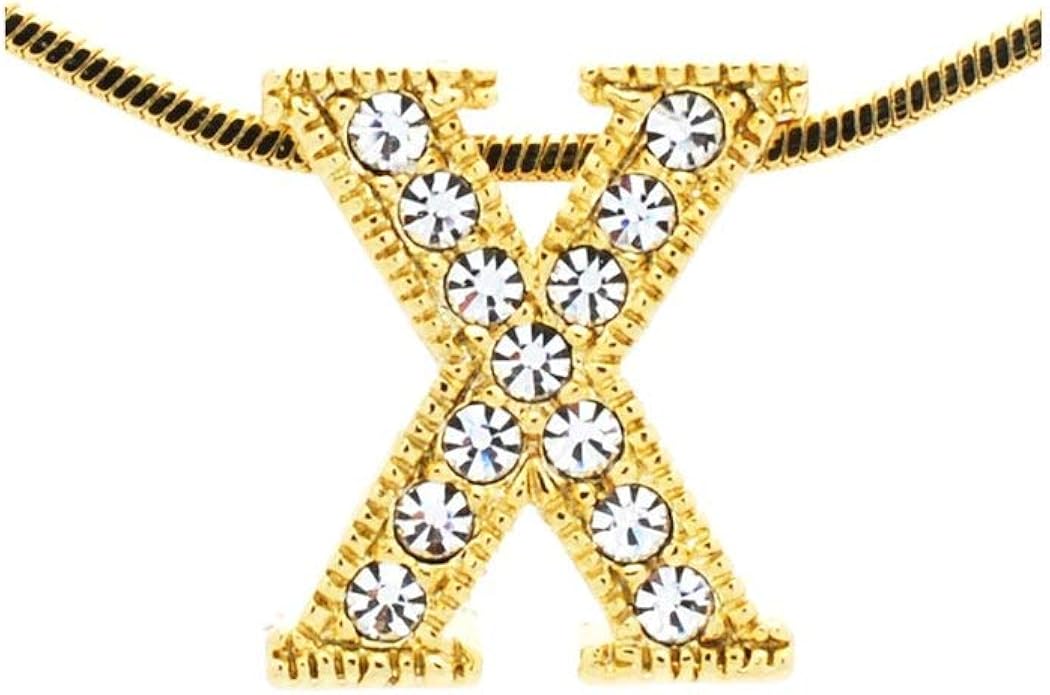 Amazon.com: Initial Letter X Necklace - Crystal/Gold Rhodium: Jewelry