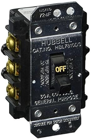 Amazon.com: Hubbell HBL7810DS 30 amp 600V 3 Phase Disconnect Switch ...