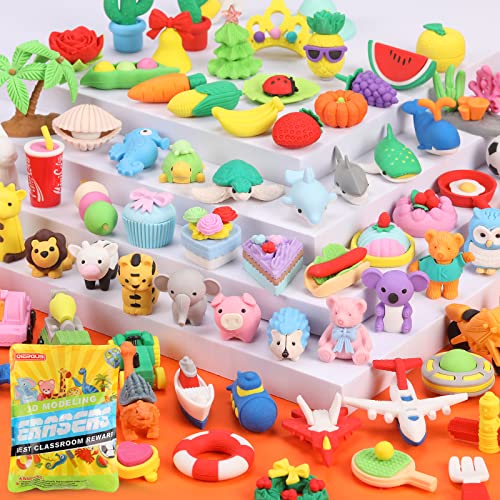 100 Pack Erasers for Kids, Animal Erasers for Kids Bulk, Desk Pets for ...