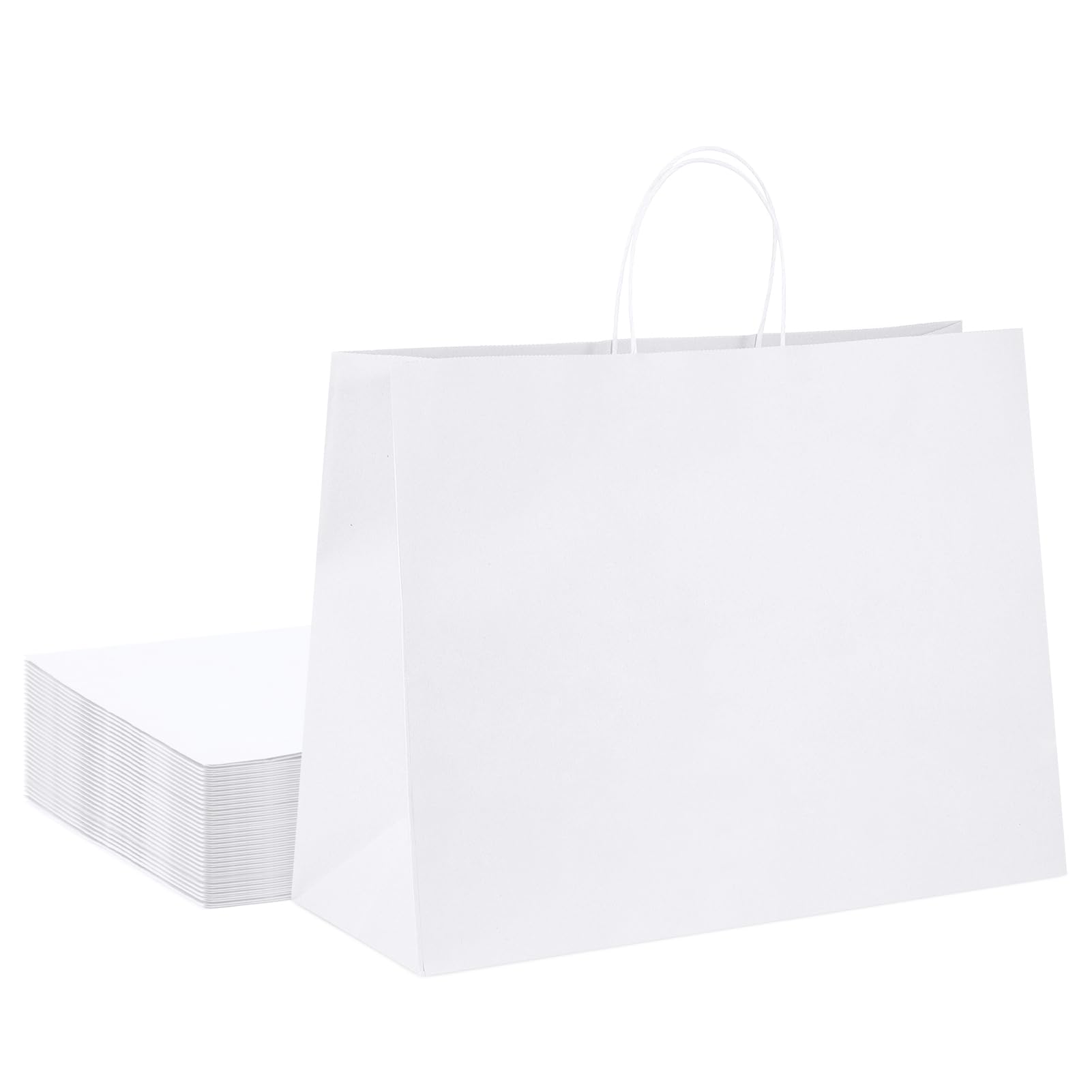 GSSUSA Large Paper Gift Bags 16x6x12'' 25Pcs White Paper Bags with ...