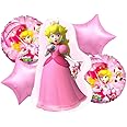 Amazon.com: 5Pcs Princess Peach Foil Balloons,Mario Theme Birthday ...