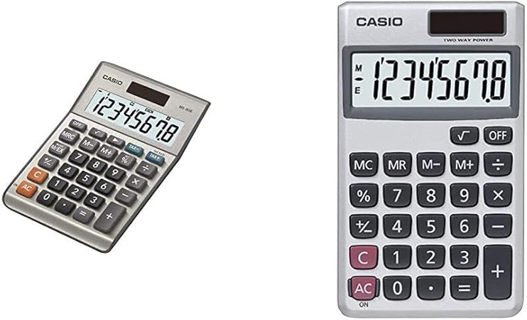 Amazon.com : Casio MS-80B Standard Function Desktop Calculator, Black & SL-300SV Solar Powered ...