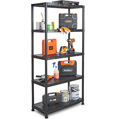 Buy VonHaus 5 Tier Garage Shelving – Extra Wide Plastic Racking, Free ...