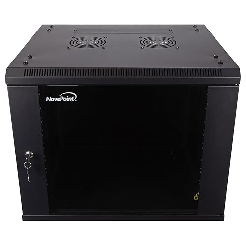 NavePoint 9U Server Cabinet Wall Mount Rack Enclosure Includes 2 Fans ...