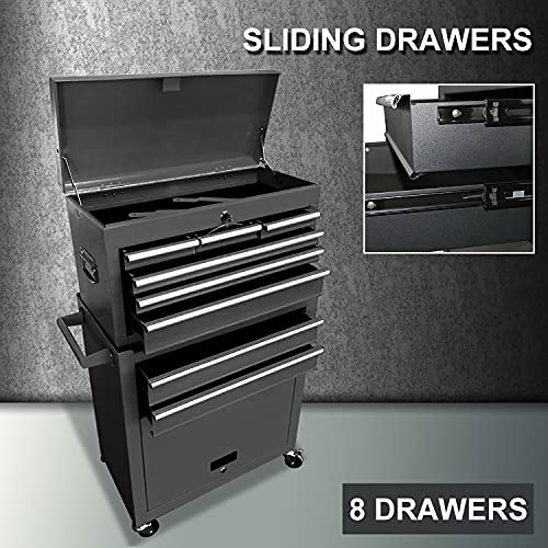 8-Drawer Big Rolling Tool Chest Organizers,High Capacity Removable Tool Storage Cabinet and Top ...