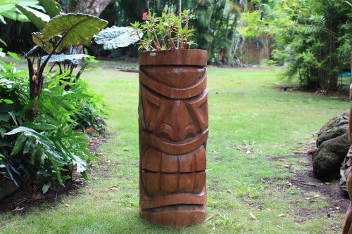Amazon.com : Tiki Planter 32" - Natural Finish Technique - Outdoor ...