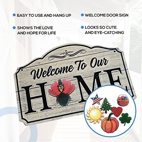 RAW DM Welcome to Our Home Sign with Interchangeable Holiday Magnets ...