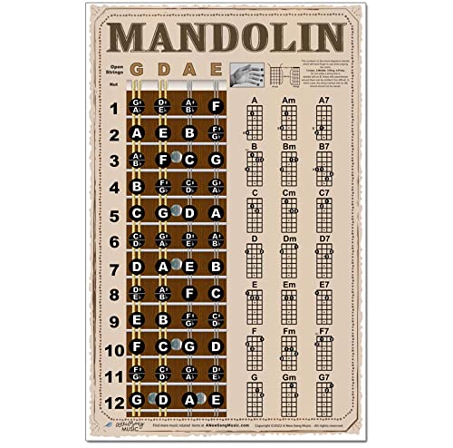 Mandolin Americana Style Easy Chord & Fretboard Note Chart ...