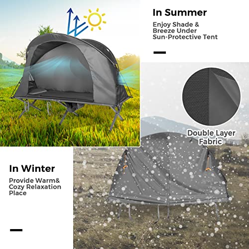 Tangkula 4-in-1 Camping Cot Tent, Foldable Elevated Off Ground Tent Set ...