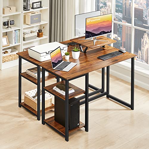GreenForest Small Computer Desk with Monitor Stand and Reversible ...
