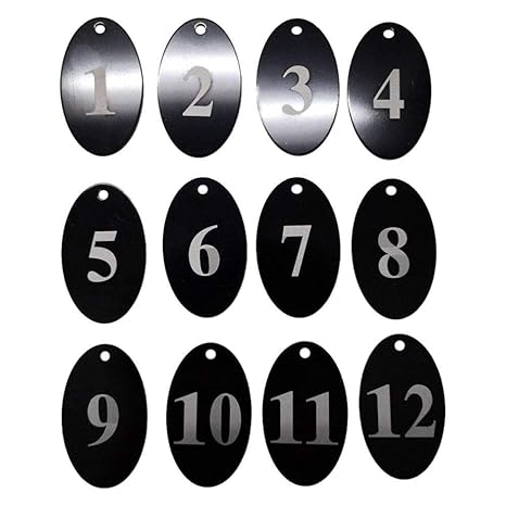 Sourcemall Aluminum Alloy Numbered Tags with Key Ring (Black, 1-25 ...