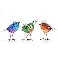 Amazon.com : Wind and Weather Colorful Glass Bird Statues, Set of 3 ...