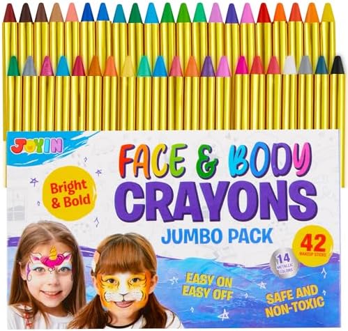 JOYIN 42pcs Face and Body Paint Crayons, Face Painting Kit Safe and Non ...