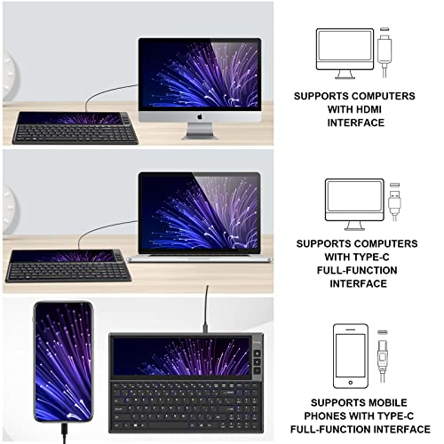 BQAA RGB Keyboard, Built-in 12.6 inches Touchscreen Monitor, Ultra-Slim ...