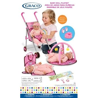 Graco Baby Doll Playset with Stroller, Playgym, Travel Bag, Potty, Baby ...