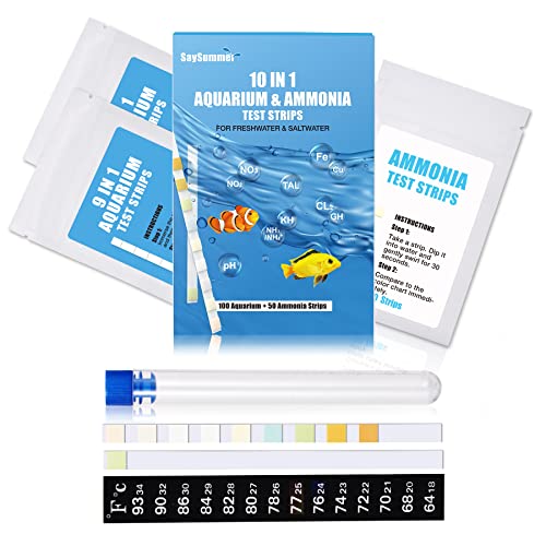 10 in 1 Ammonia Test Kit for Aquarium, 150ct Aquarium Ammonia Test ...