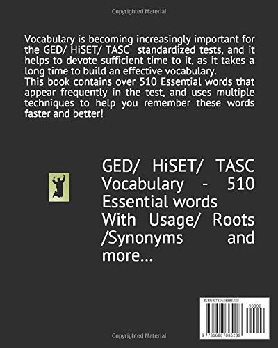 GED/ HiSET/ TASC Vocabulary - 510 Essential words: With Usage/ Roots ...