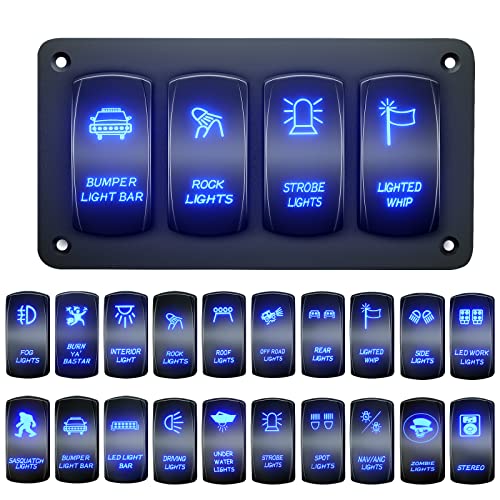 Okerny Customize Toggle Switch Panel 4 Gang Rocker Light Bar Switches ...