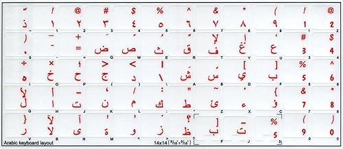 Arabic Keyboard Labels ON Transparent Background with RED Lettering ...