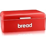 Amazon.com - Large Red Metal Bread Box for Kitchen Countertop Storage ...